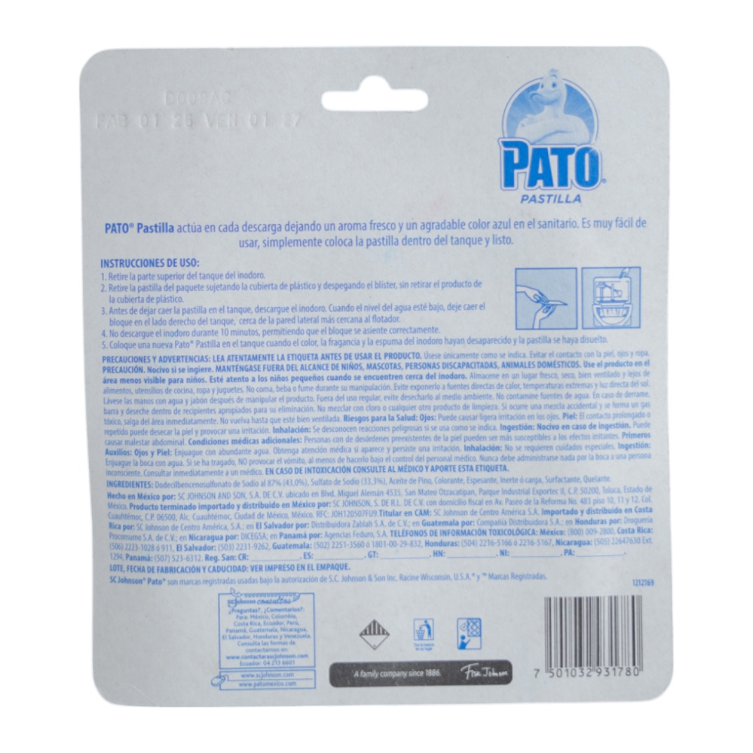 PATO AZUL PASTILLA LIMPIADOR DE SANITARIOS COMERCIAL 40 G – SAROS Cleaning